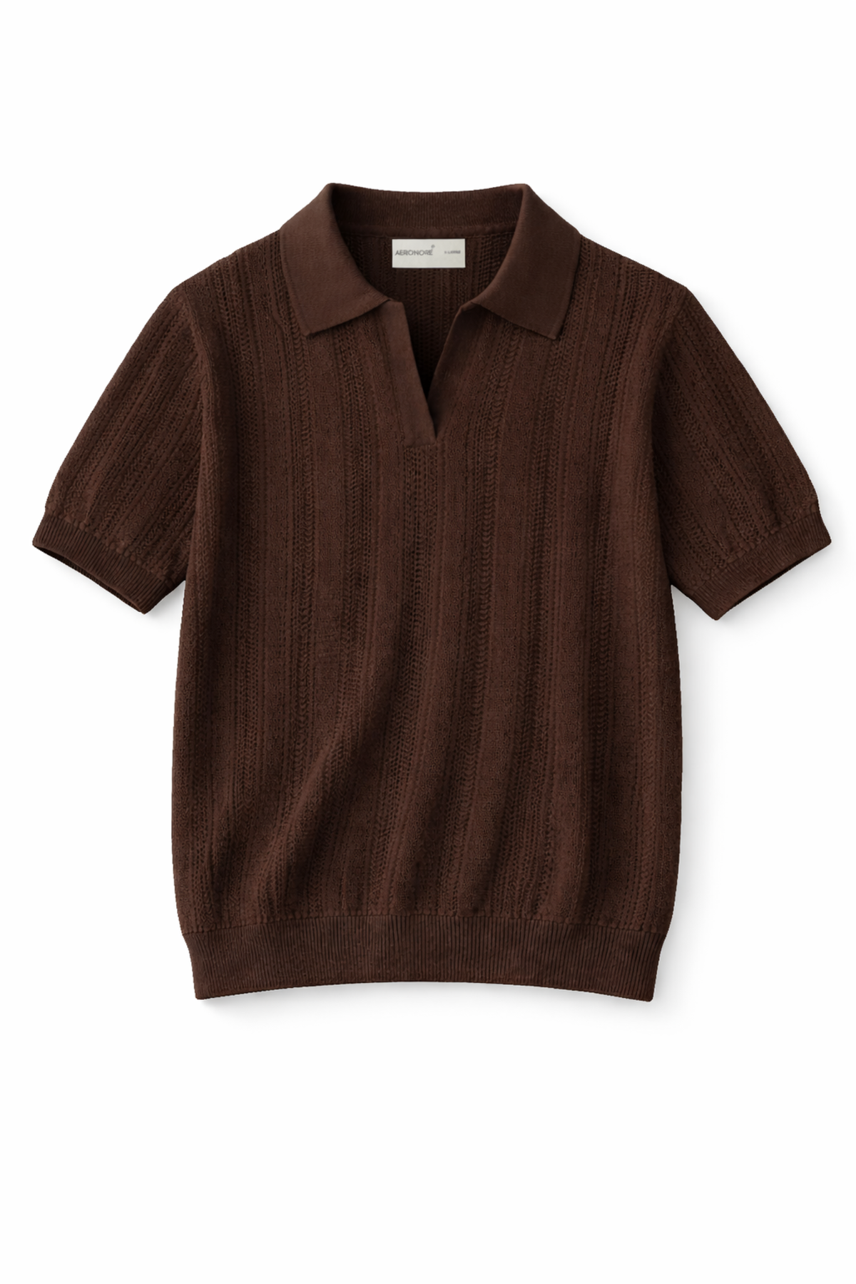 Cotton Vertical Mesh Knit Polo – British Tan – Aeronore